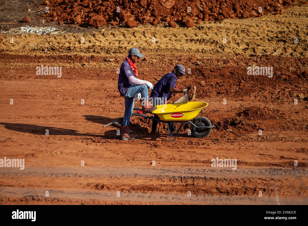 MARACAIBO, VENEZUELA. 24-09-2024. The coulors of the earth. Workers ...