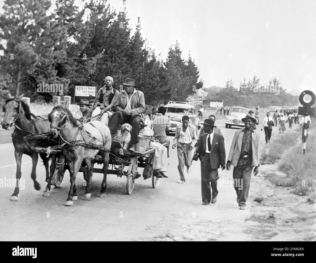 Bus on dusty road Black and White Stock Photos & Images - Alamy