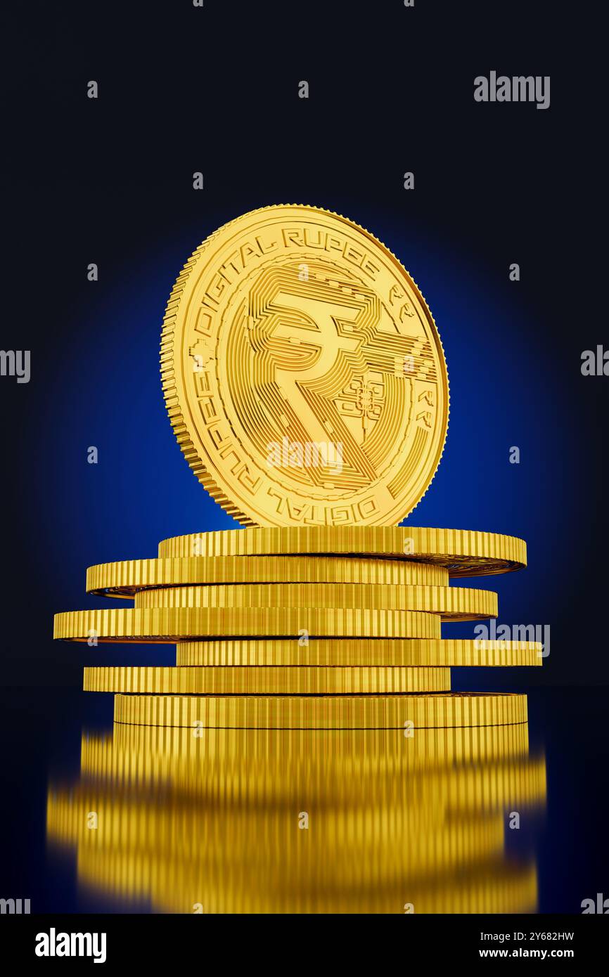 Indian Rupee Gold Coin Crypto Currency Digital Banking - 3D ...