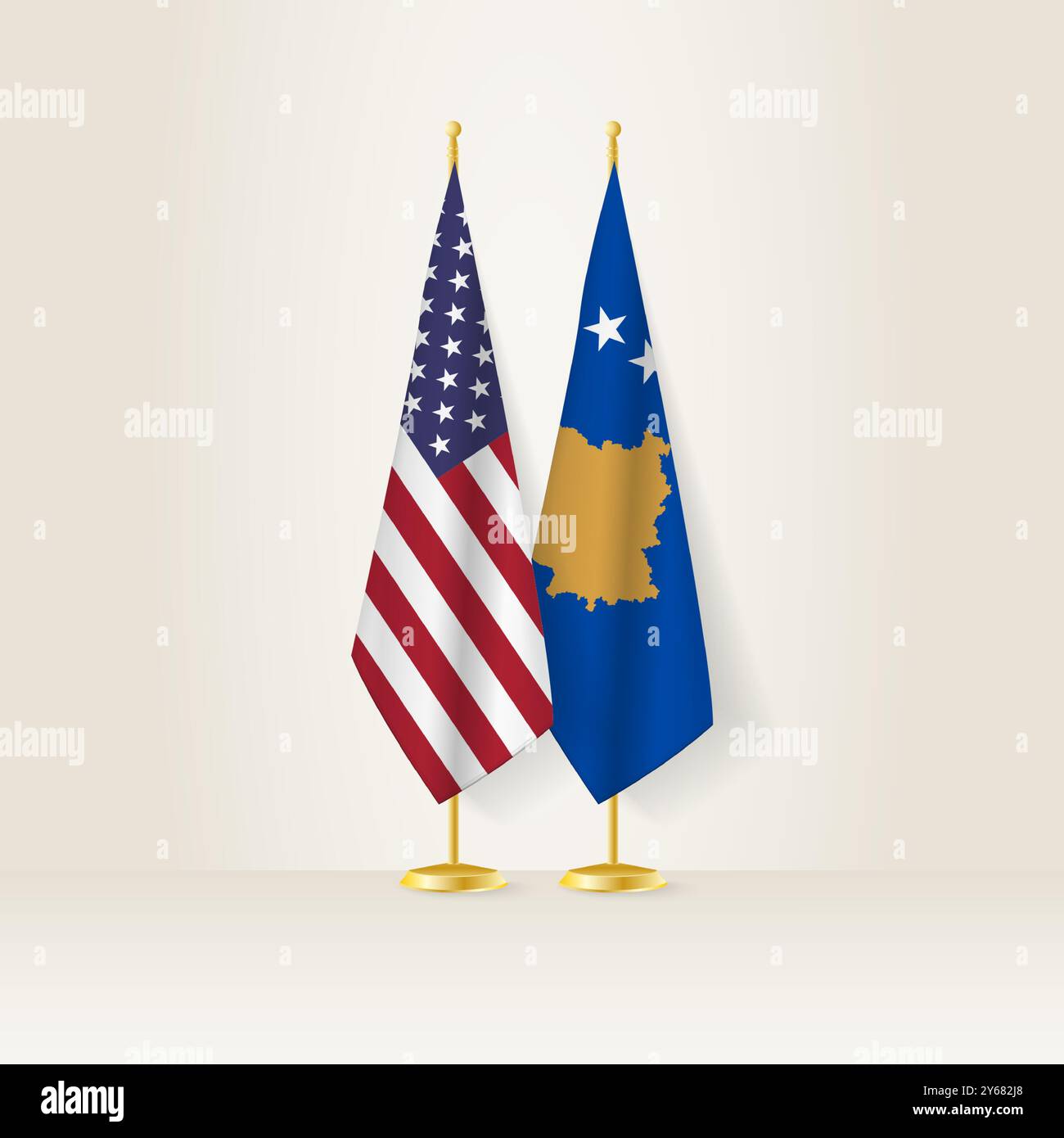 United States and Kosovo national flag on a light background. Vector ...