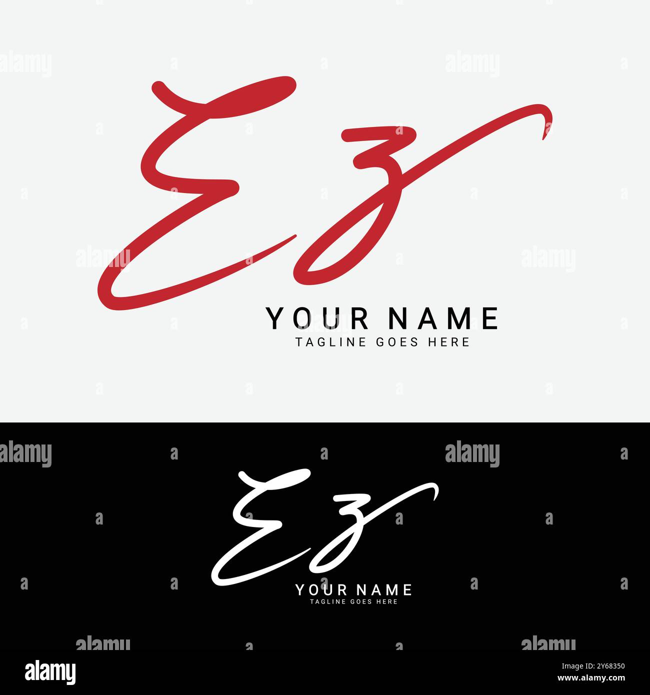 E, Z, EZ Initial letter logo. Alphabet EZ Handwritten Signature logo ...