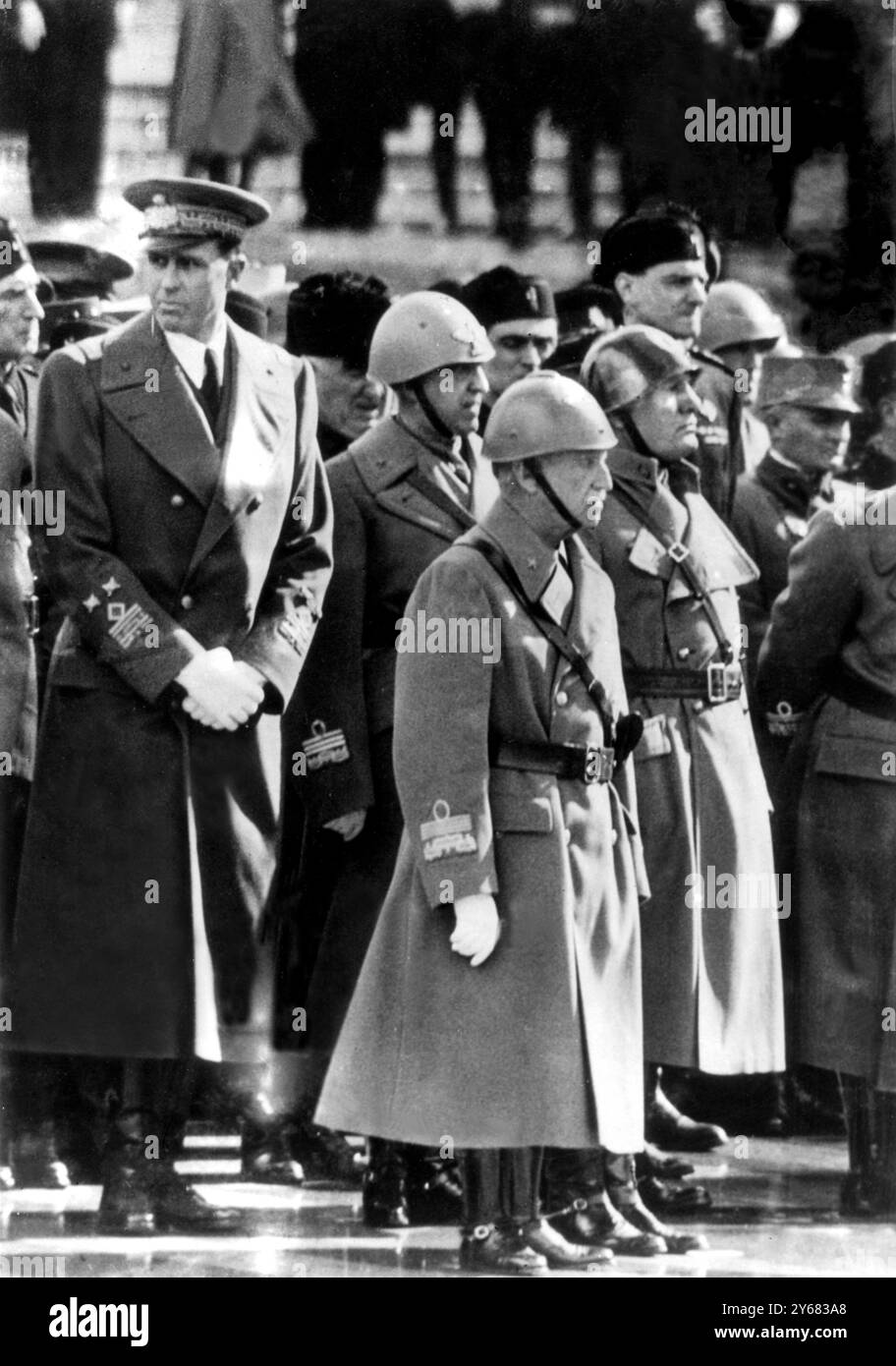 King of Italy and Mussolini at Field Mass Commemorating Adowa in Rome ...