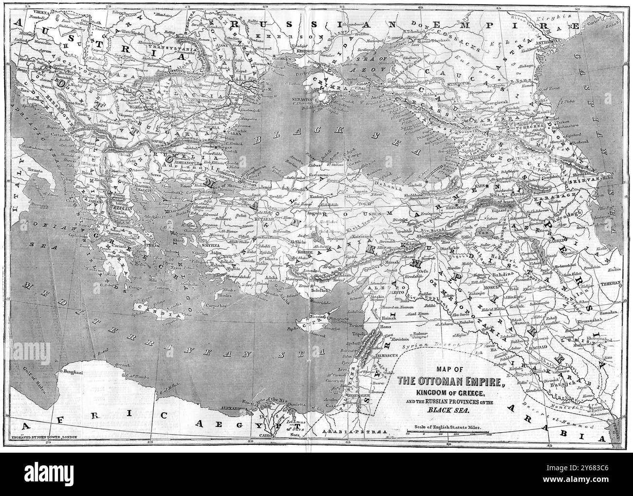 Map of the Ottoman Empire, Kingdom of Greece and the Russian Provinces ...