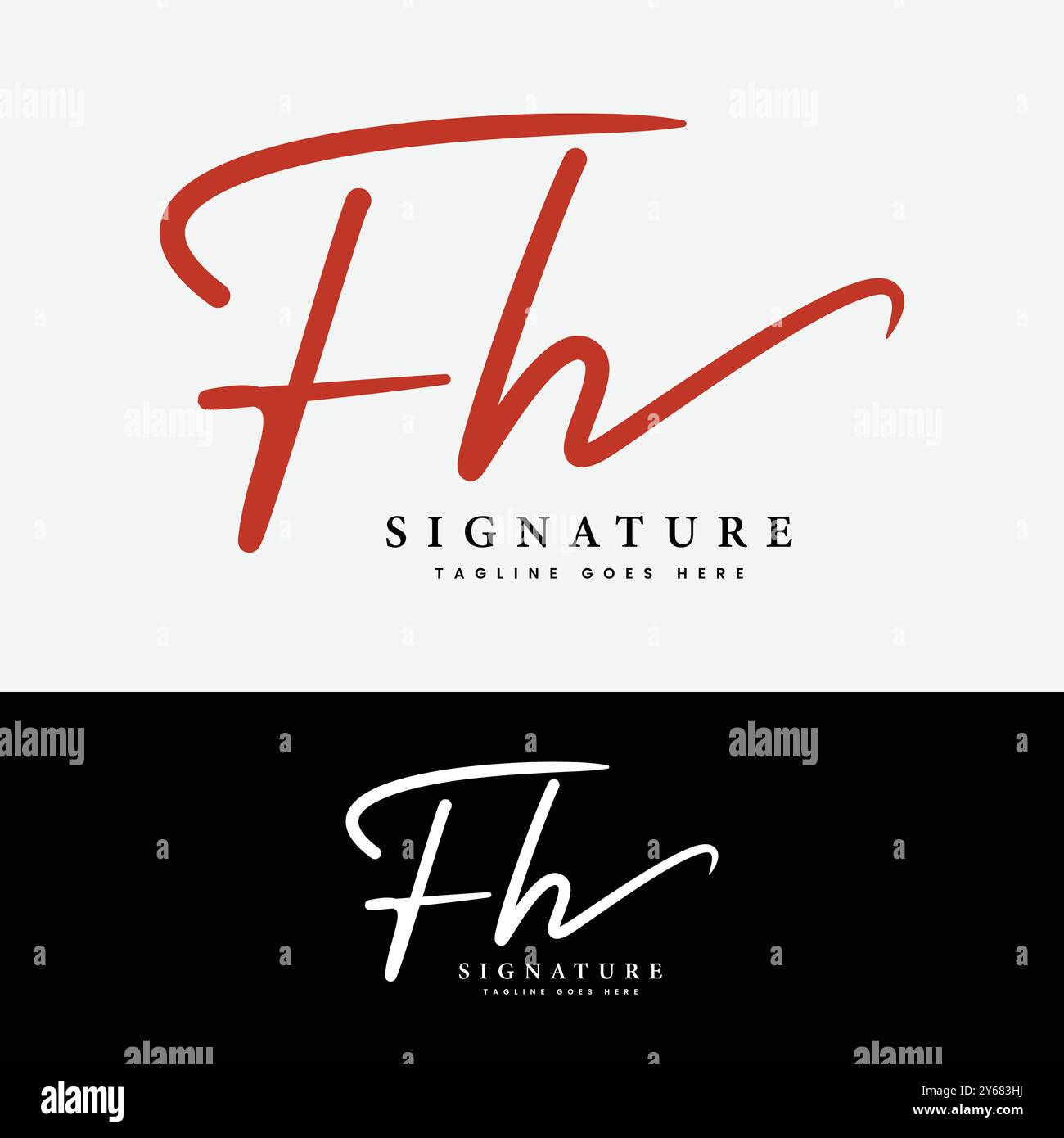 F, H, FH Initial letter logo. Alphabet FH Handwritten Signature logo ...