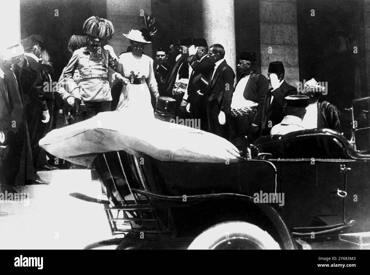 The man wearing the plumed hat in the centre of this picture was shot ...