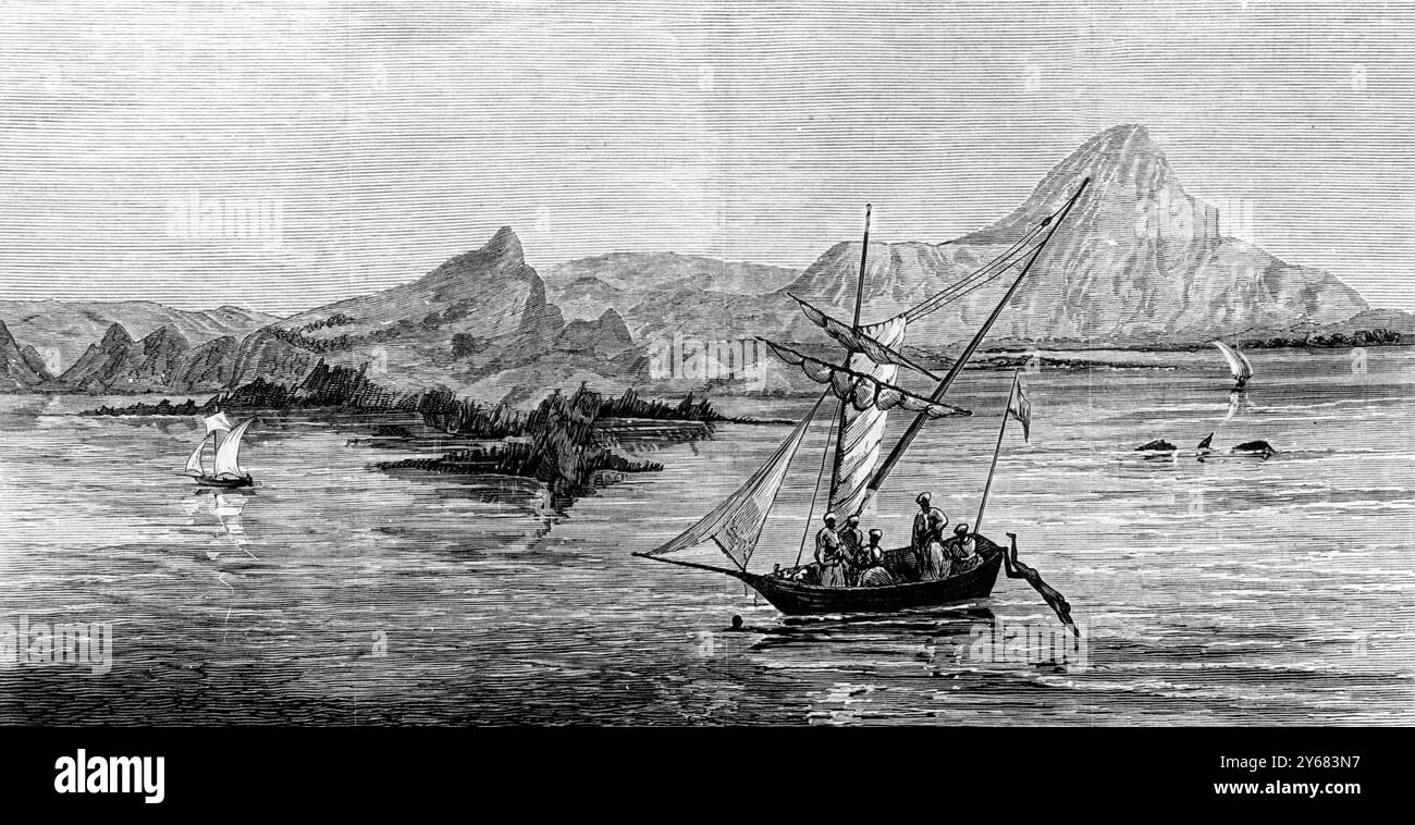 The volcanic eruption of Krakatoa in the straits of Sunda midway ...