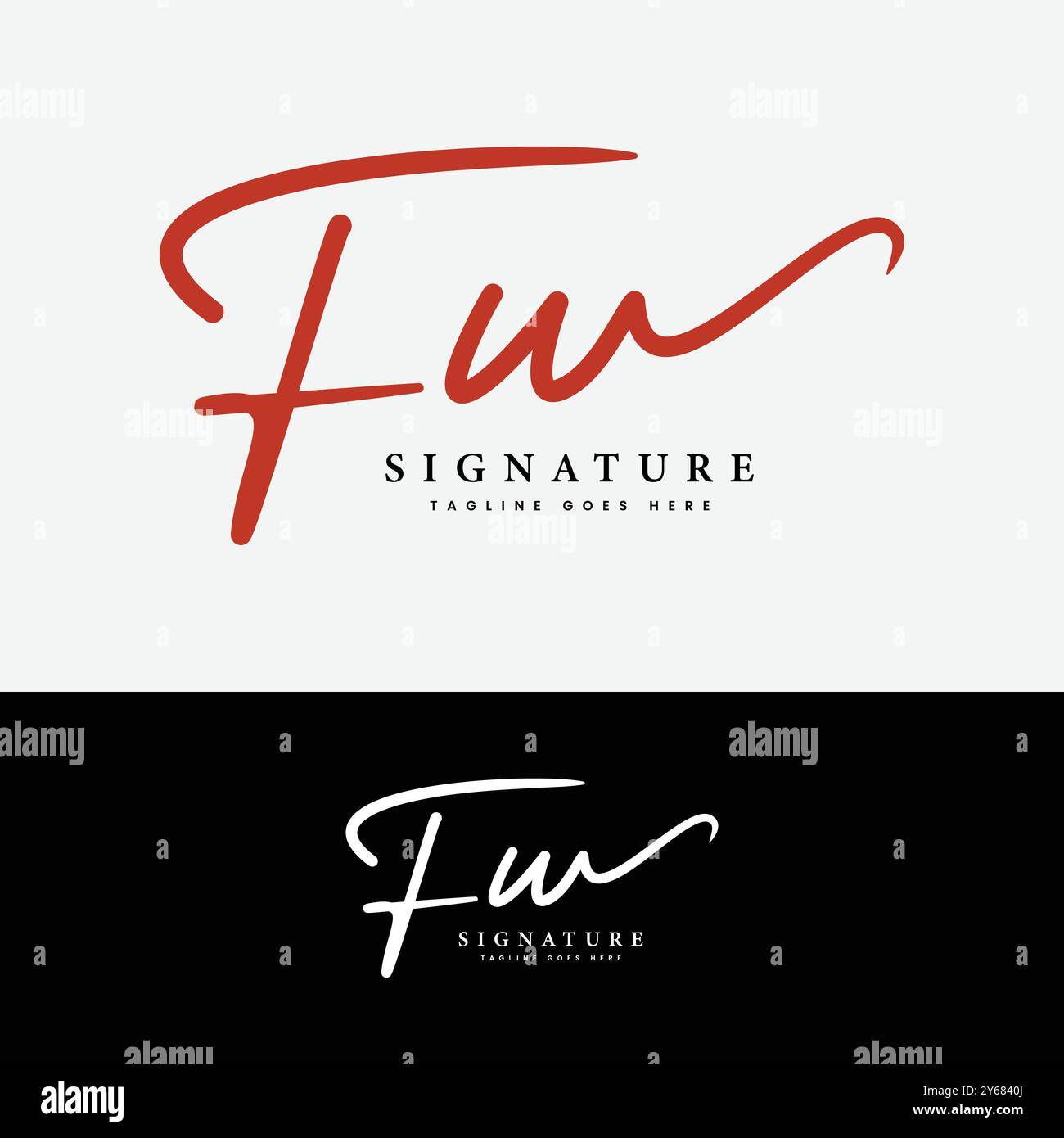 F, W, FW Initial letter logo. Alphabet FW Handwritten Signature logo ...