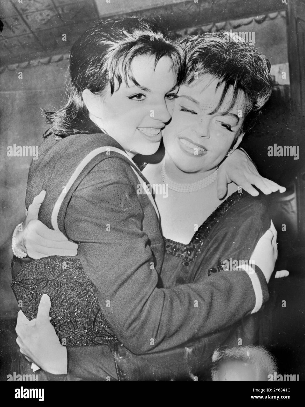 Judy Garland embraces her daughter Liza Minelli backstage at New York's ...