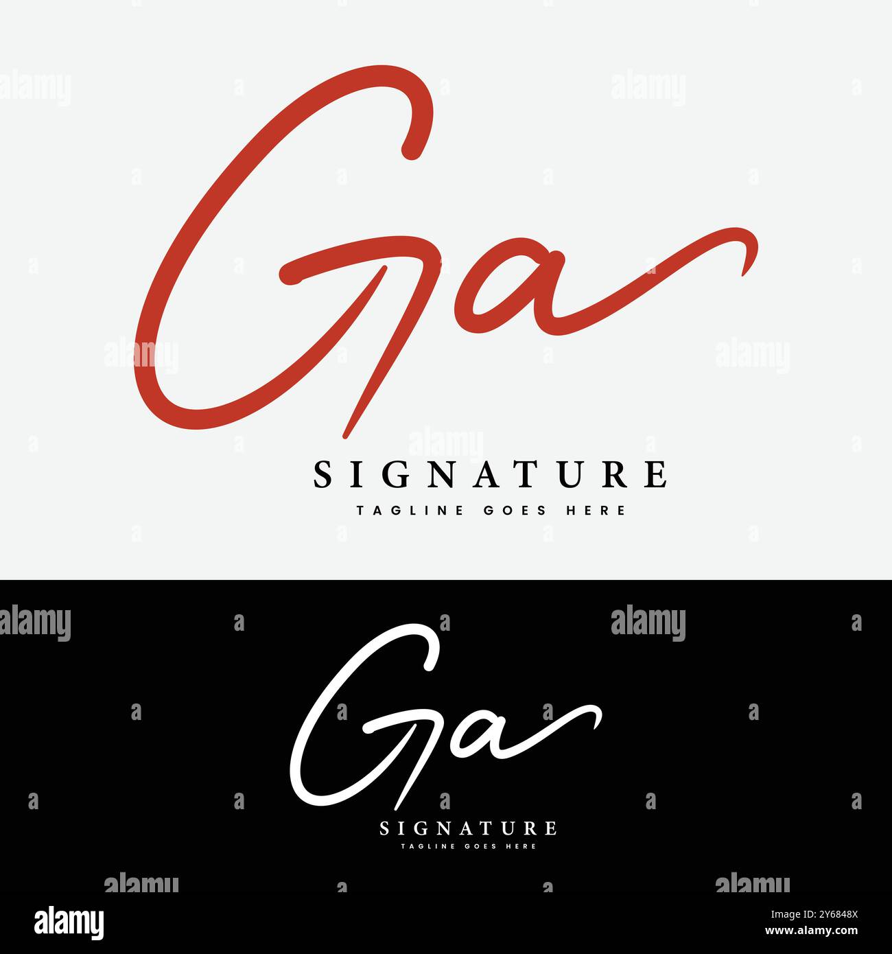 G, A, GA Initial letter logo. Alphabet GA Handwritten Signature logo ...