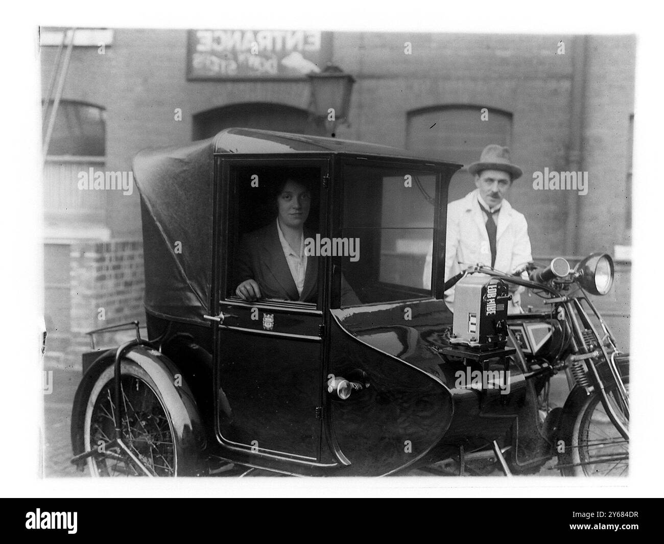 Taxi sidecar for motorcycle taxi cab. Shown at the Motor Cycle Show at ...