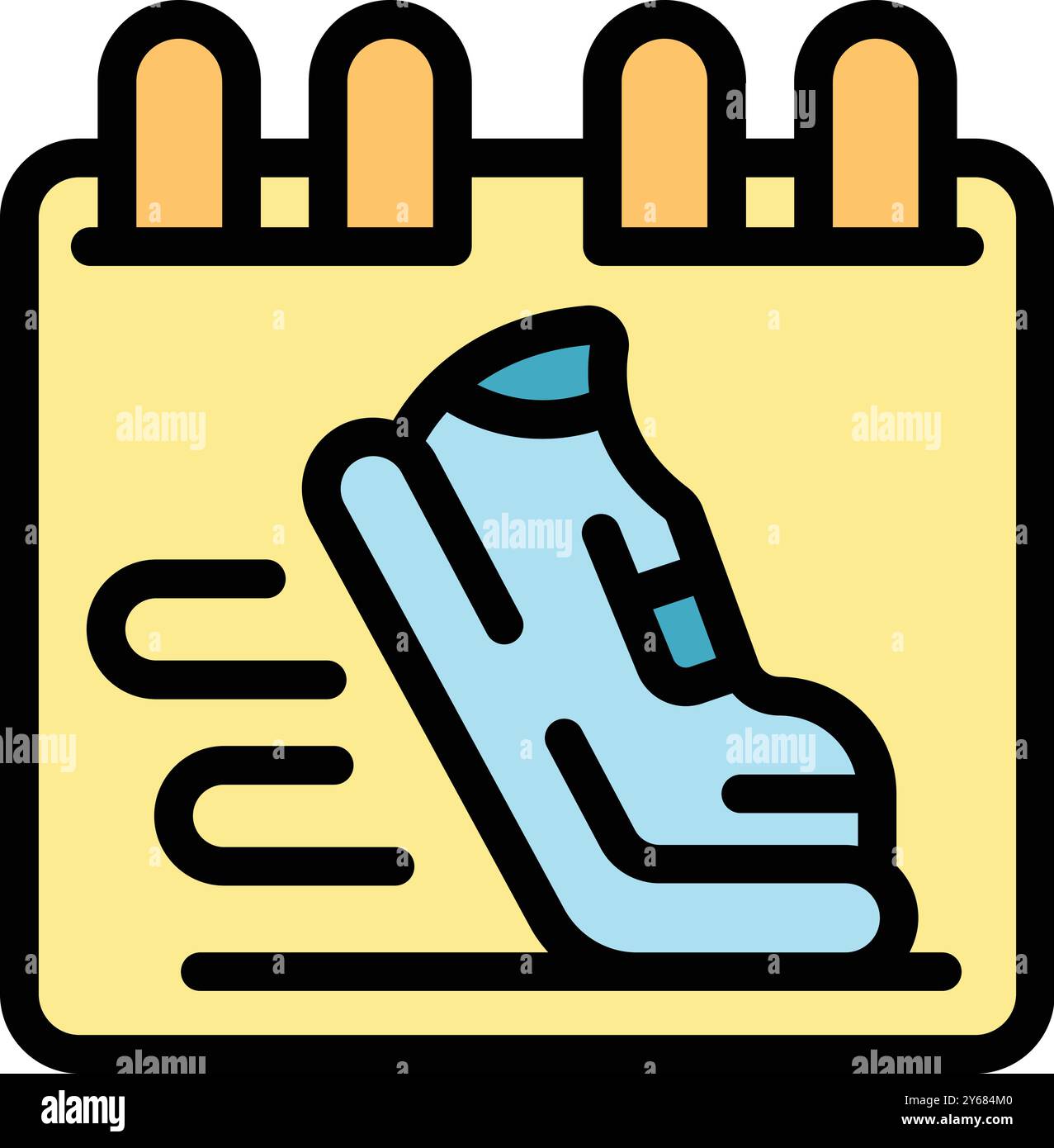 Calendar icon featuring running shoes, symbolizing a daily workout plan ...