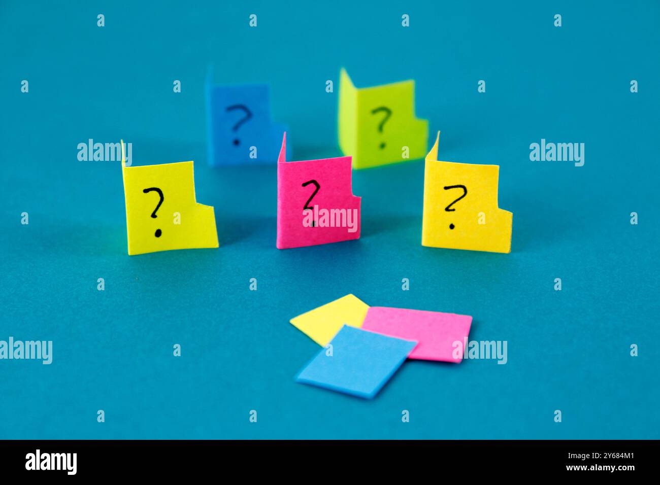 Group of documents and colorful folders with question marks Stock Photo ...
