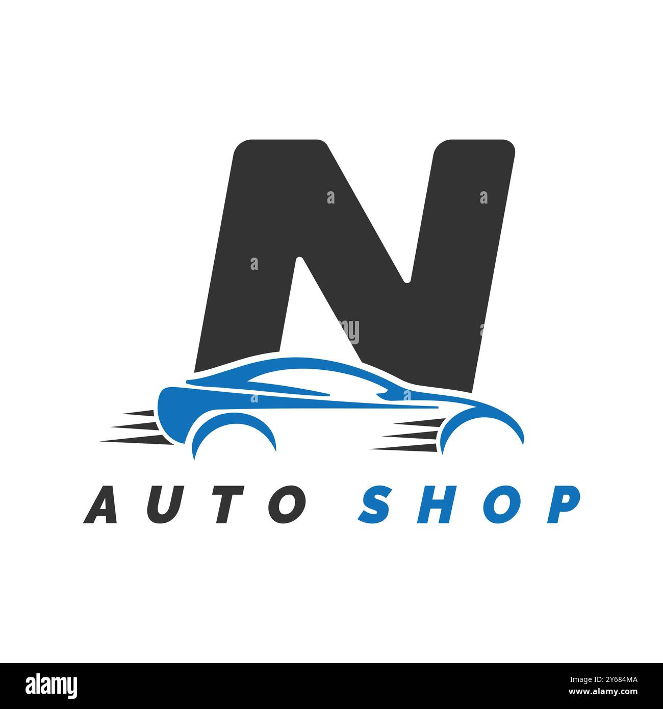 letter N logo auto mechanic with car style. Alphabet N automotive car ...