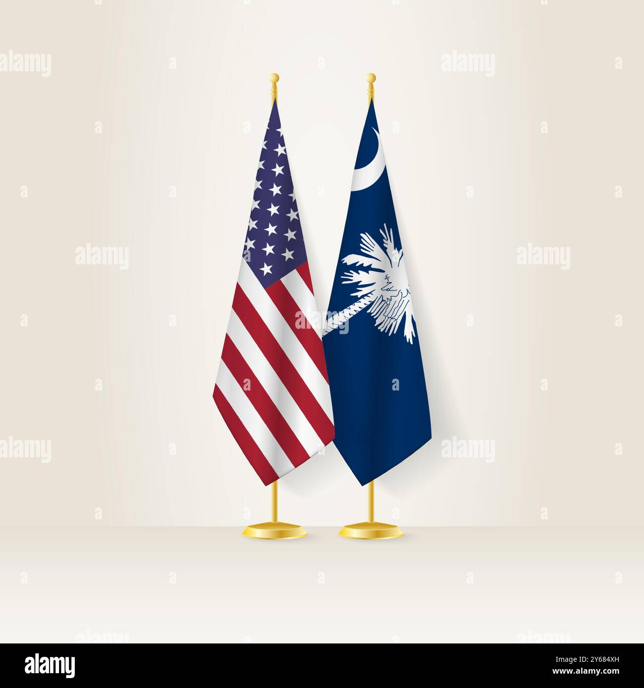 United States and South Carolina national flag on a light background ...