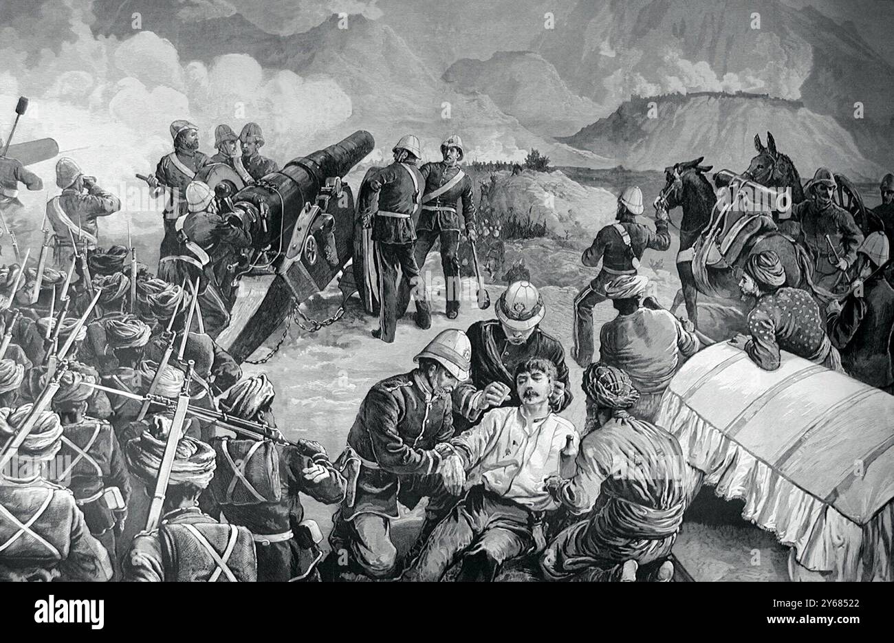 Afghan War. Attack on Fort Ali Musjid. 1879 Stock Photo - Alamy