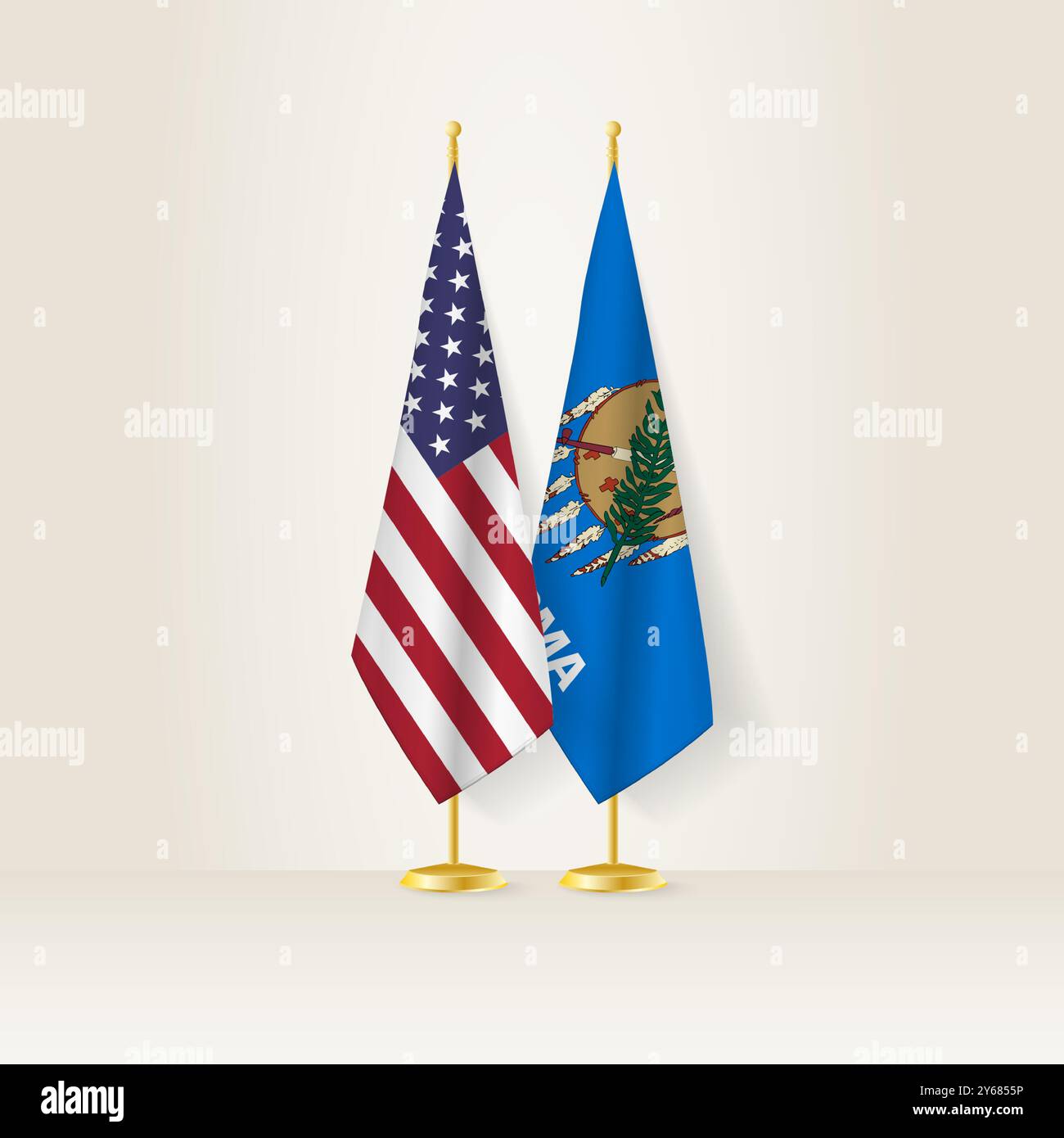 United States and Oklahoma national flag on a light background. Vector ...