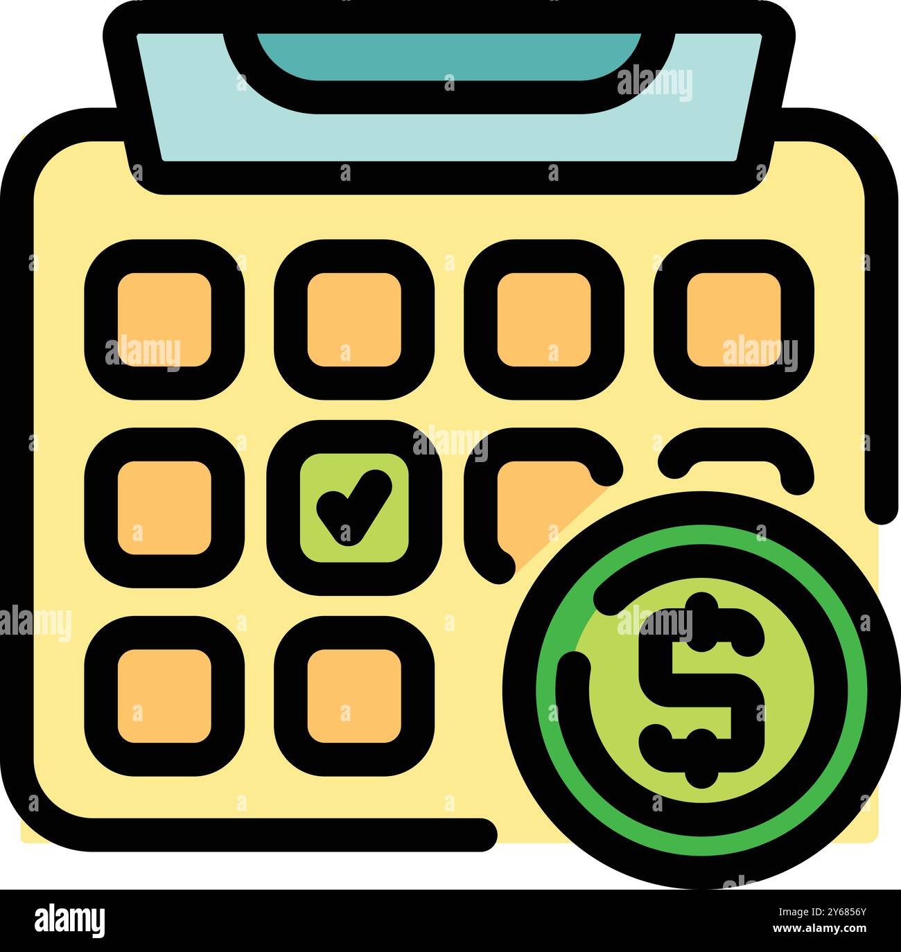 This icon represents planning a budget, with a calendar showing a ...