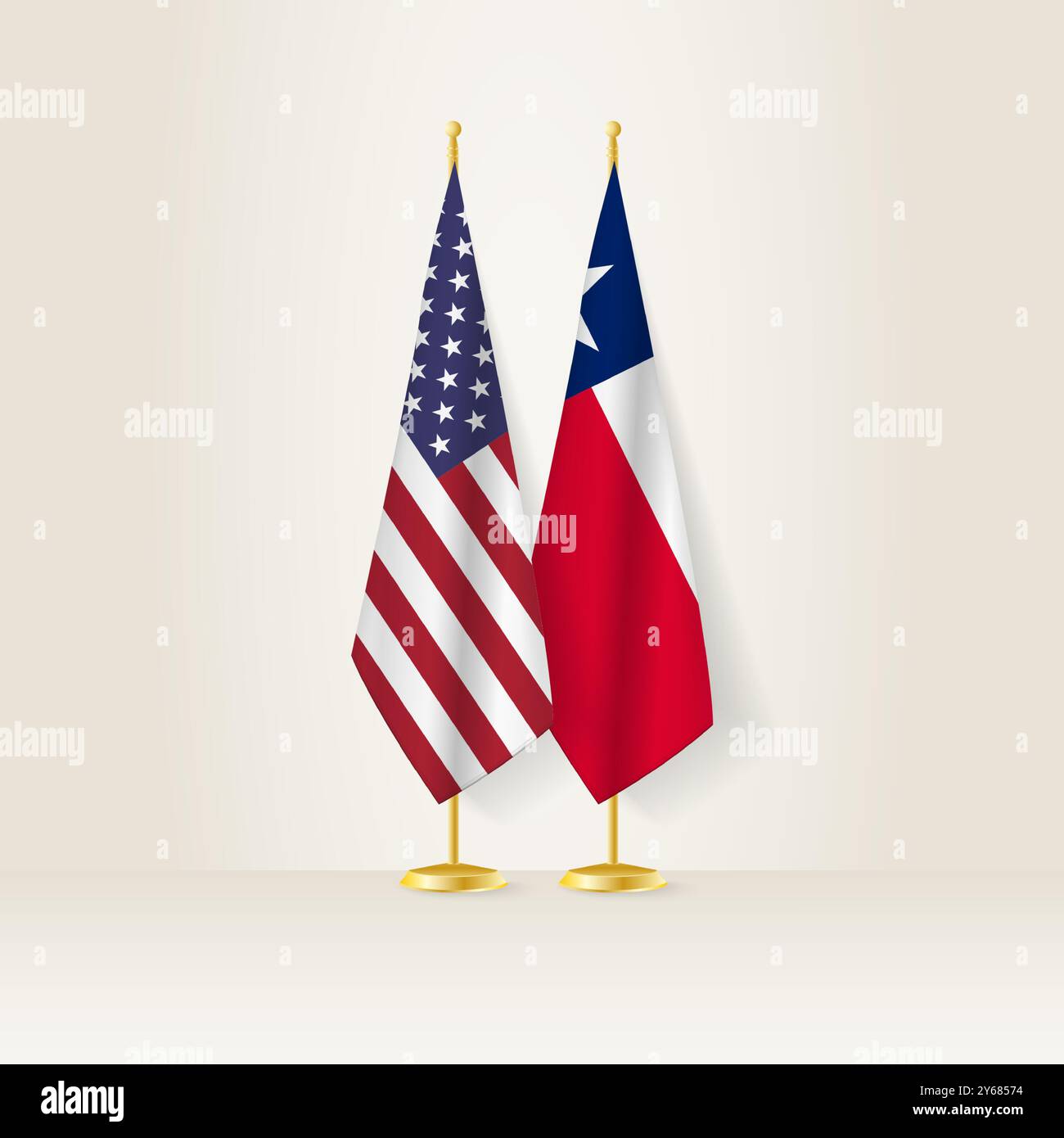 United States and Texas national flag on a light background. Vector ...