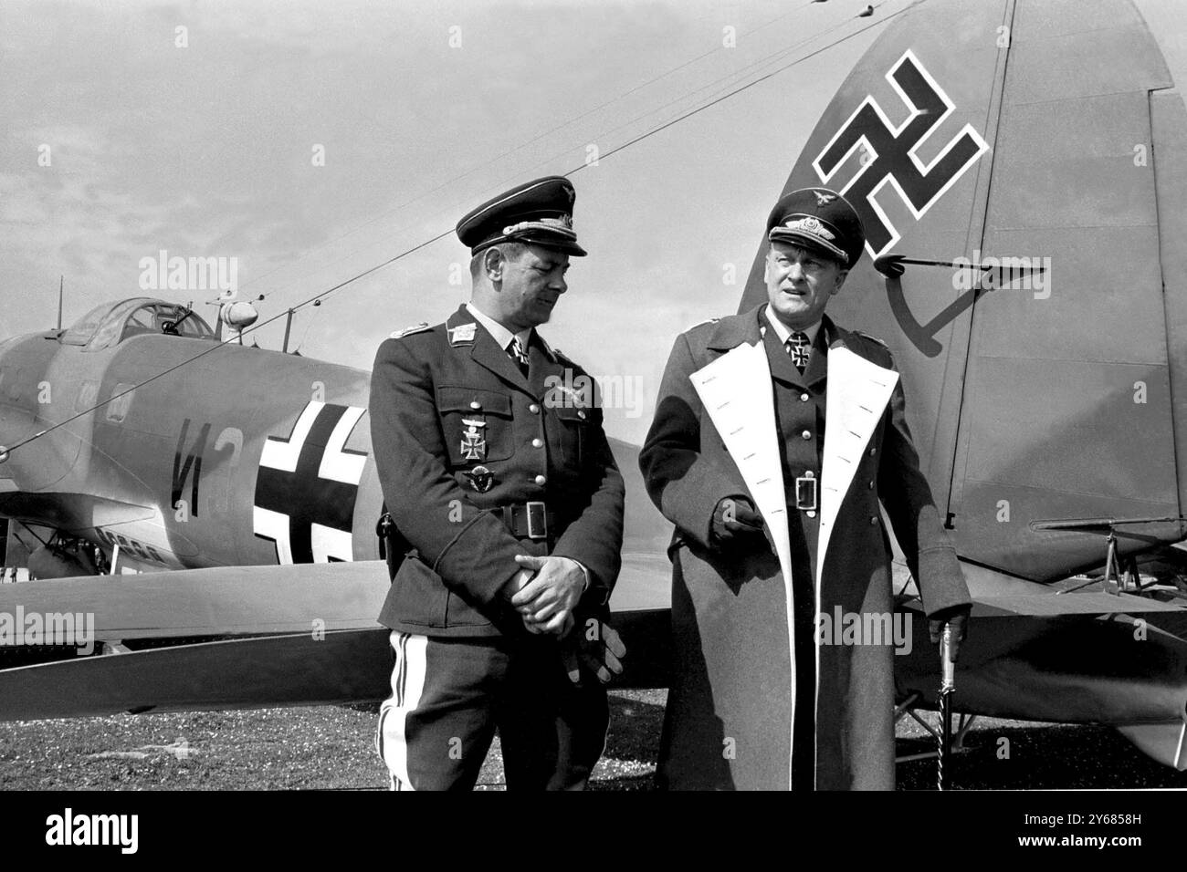 Actor Peter Hager (left) as General Kesselring and Dietrich Frauboes as ...