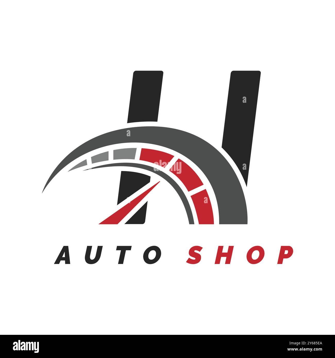 letter H logo auto mechanic with speedometer style. Alphabet H ...