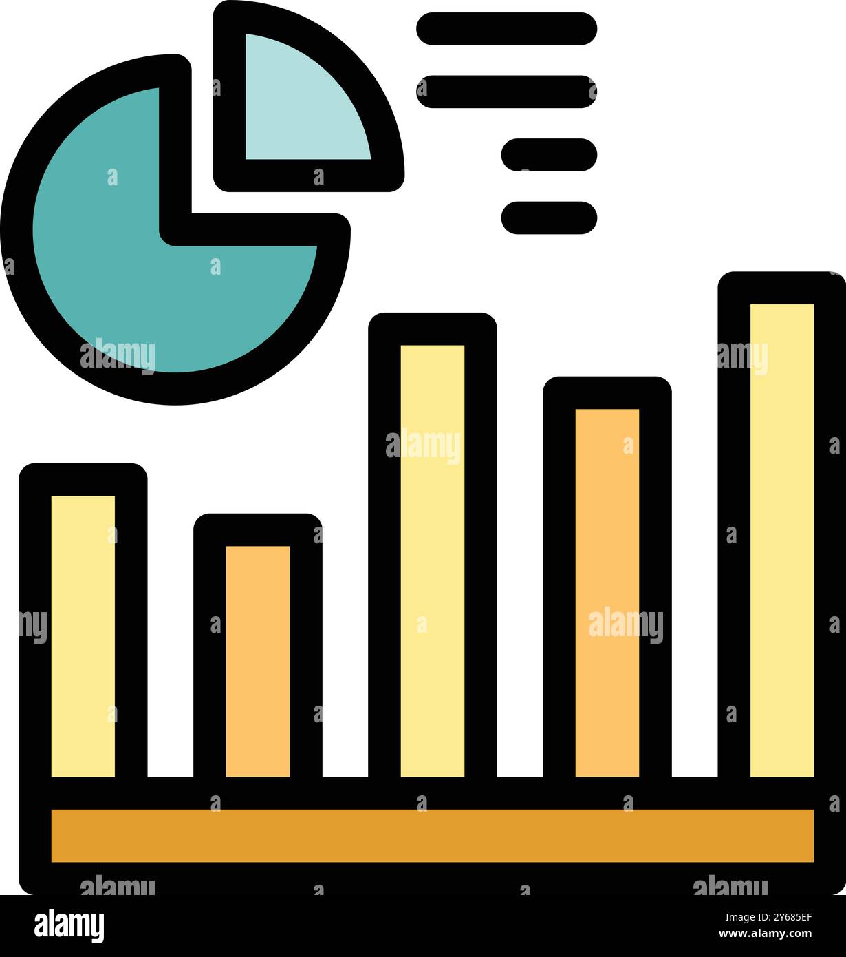 Simple icon of a statistical chart, showing both a pie chart and a bar ...