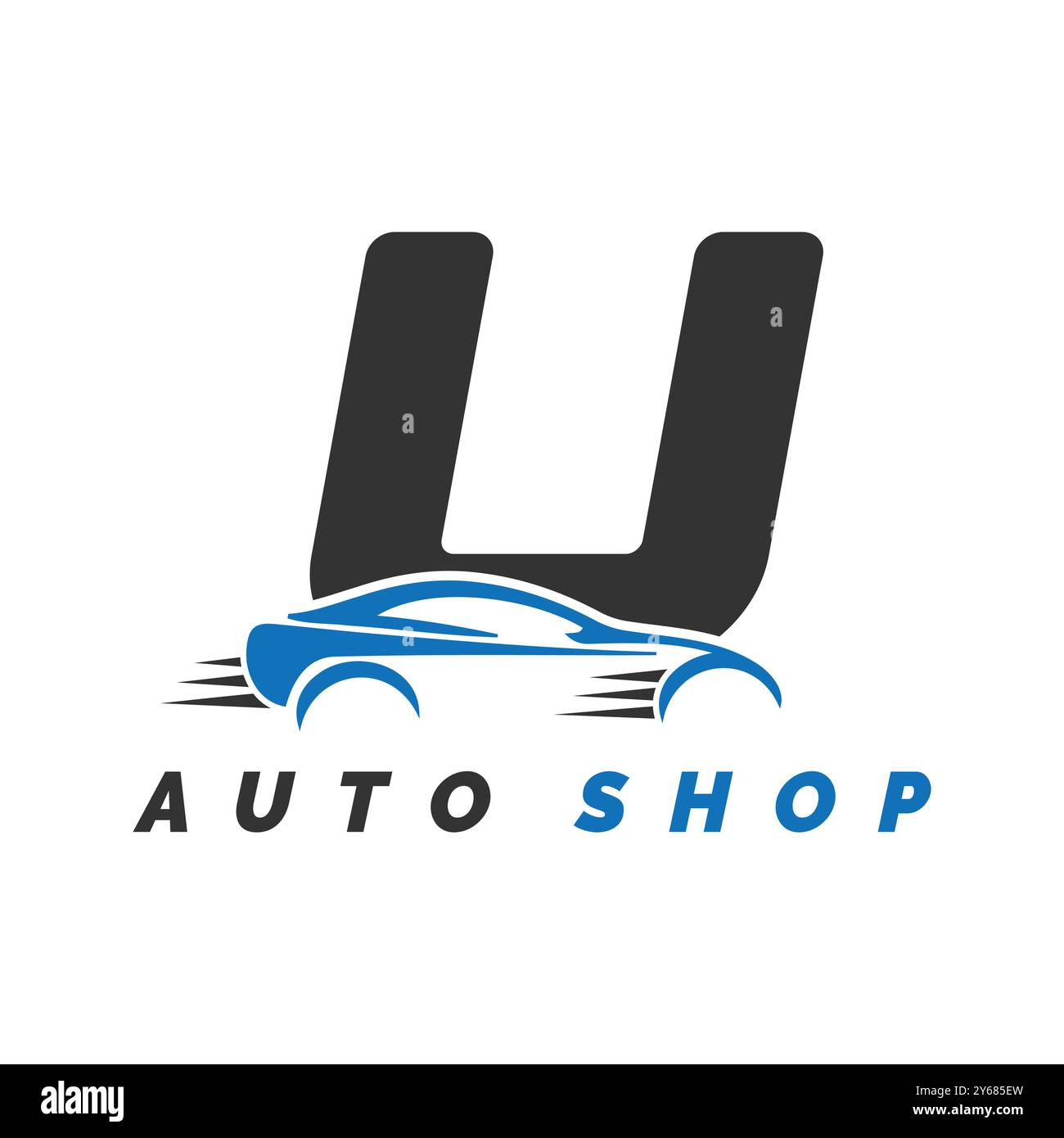 letter U logo auto mechanic with car style. Alphabet U automotive car ...