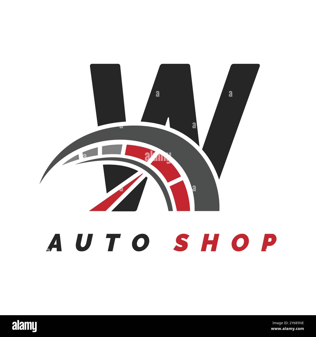 letter W logo auto mechanic with speedometer style. Alphabet W ...