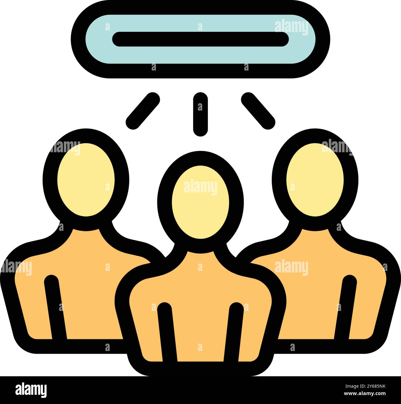 Three businessmen are standing under a symbol representing a common ...
