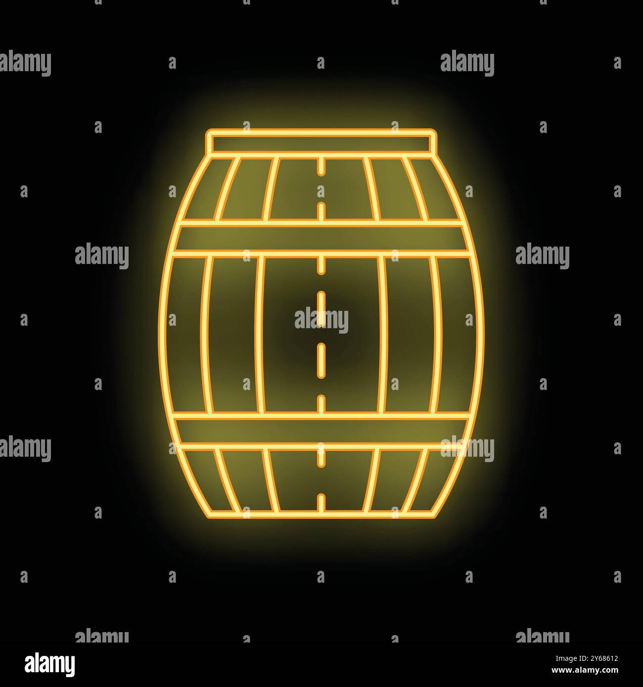 Bright yellow neon sign in the shape of a wooden barrel, perfect for ...