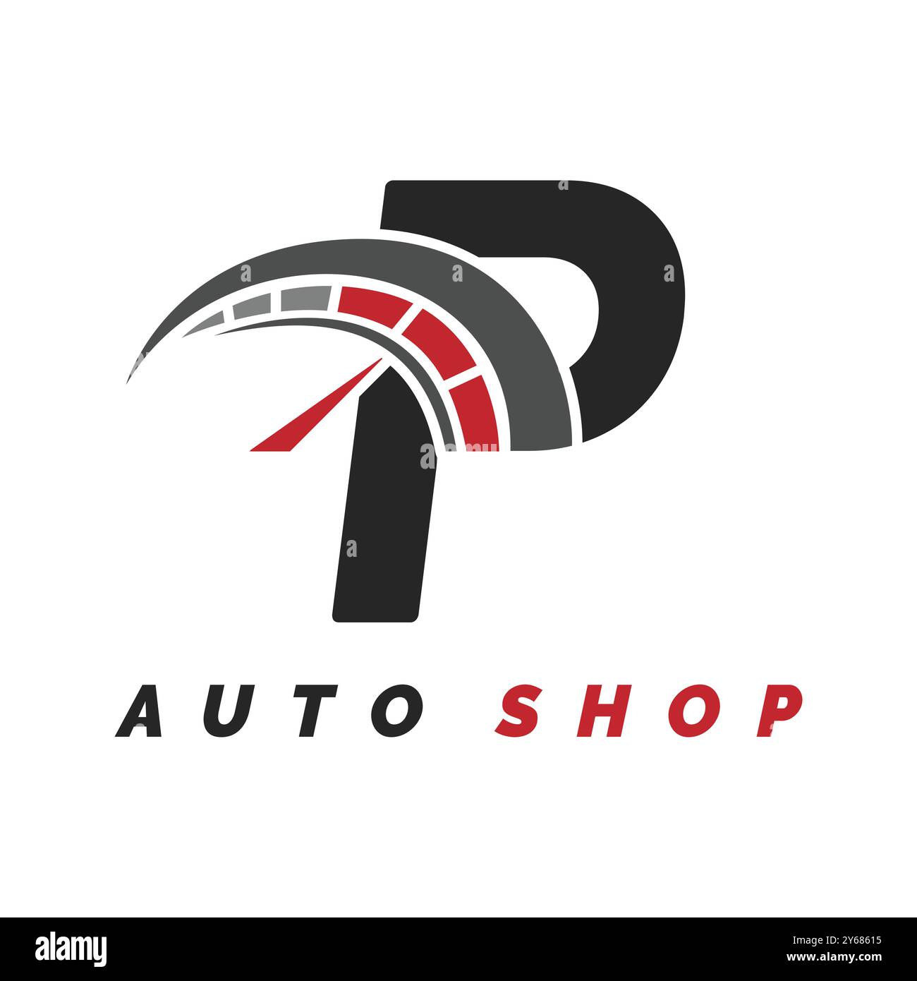letter P logo auto mechanic with speedometer style. Alphabet P ...