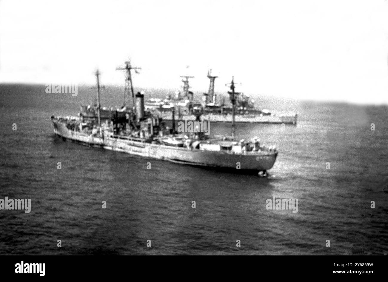 A view from the air of the United States Navy Research Ship USS Liberty ...