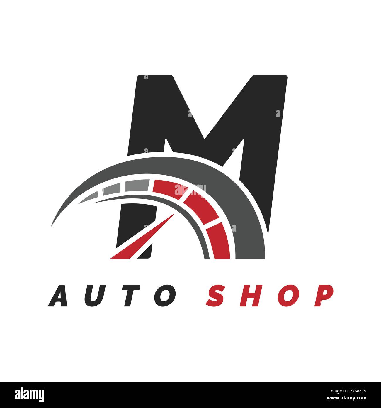 letter M logo auto mechanic with speedometer style. Alphabet M ...