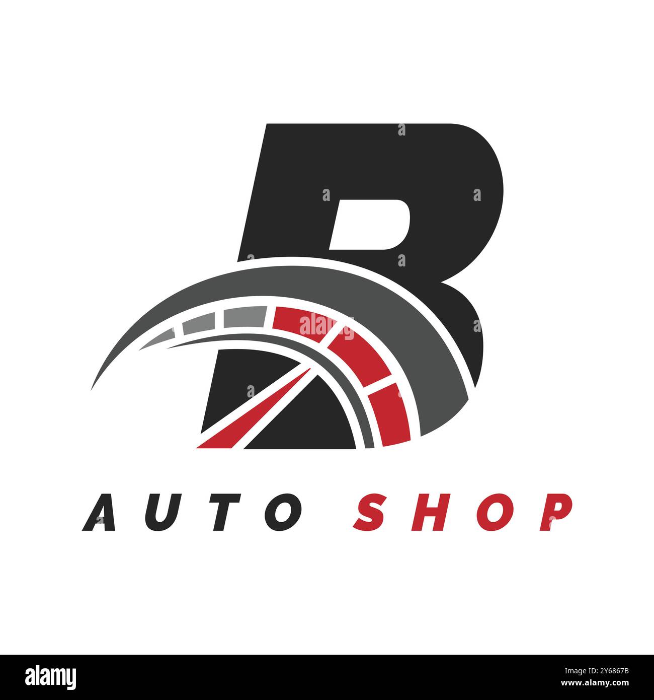 letter B logo auto mechanic with speedometer style. Alphabet B ...
