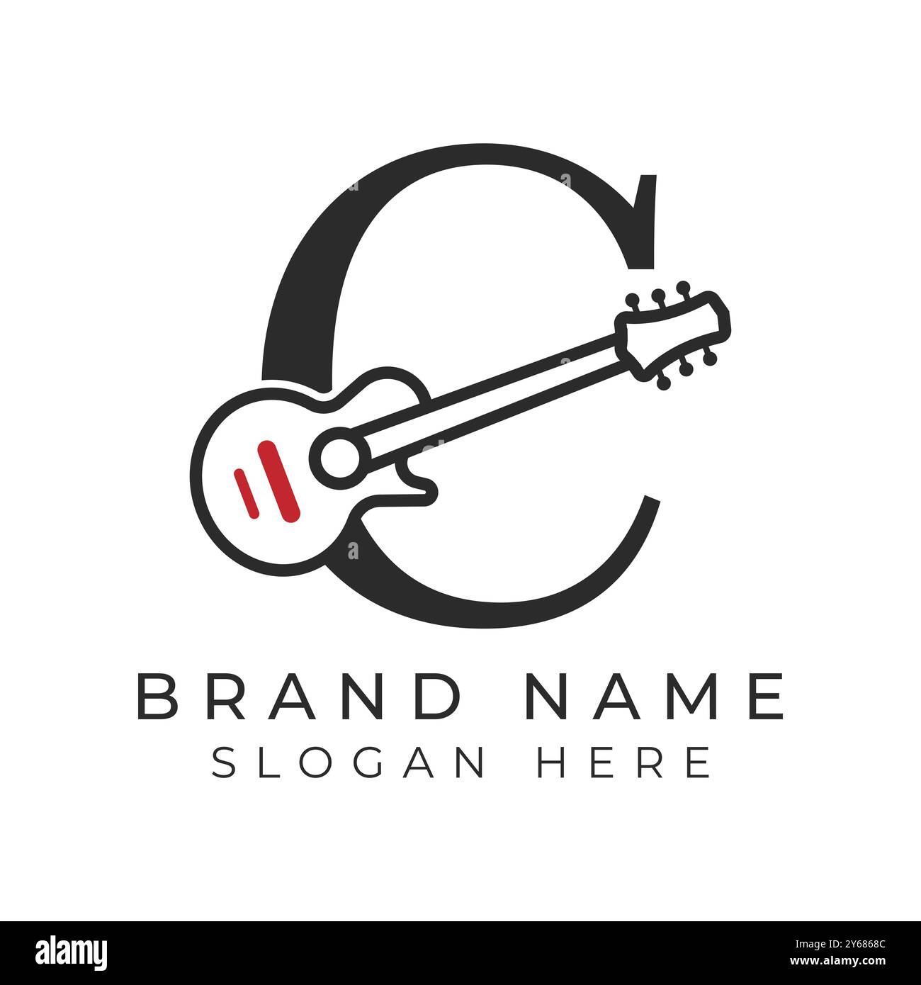 Initial Letter C Guitar icon with Line Art Style for Chord. Alphabet C ...