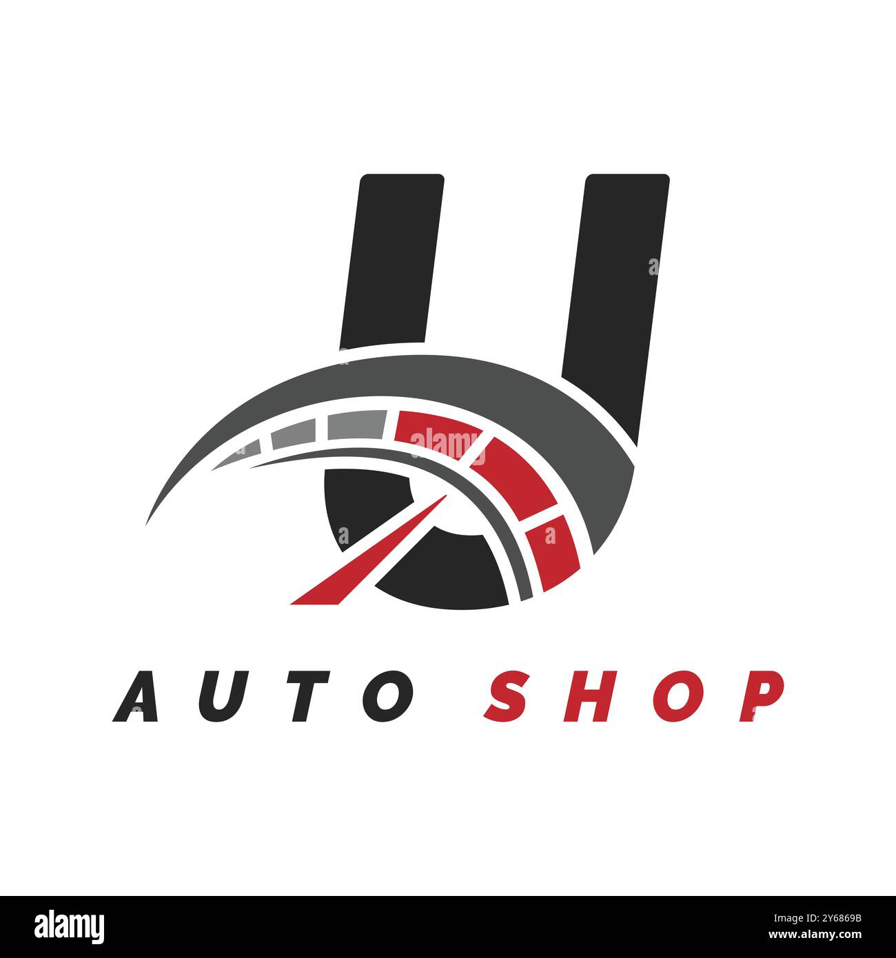 letter U logo auto mechanic with speedometer style. Alphabet U ...