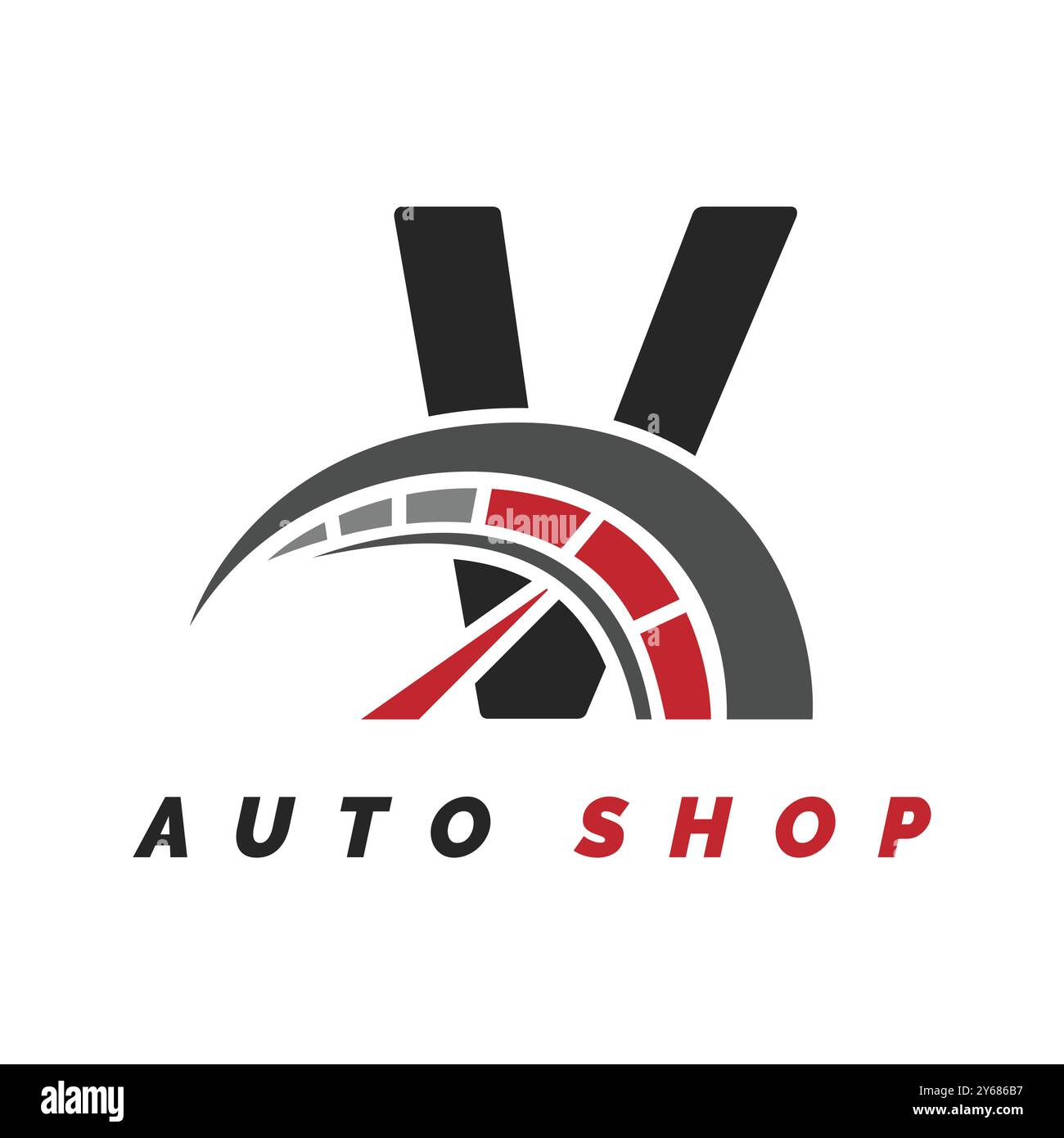 letter V logo auto mechanic with speedometer style. Alphabet V ...