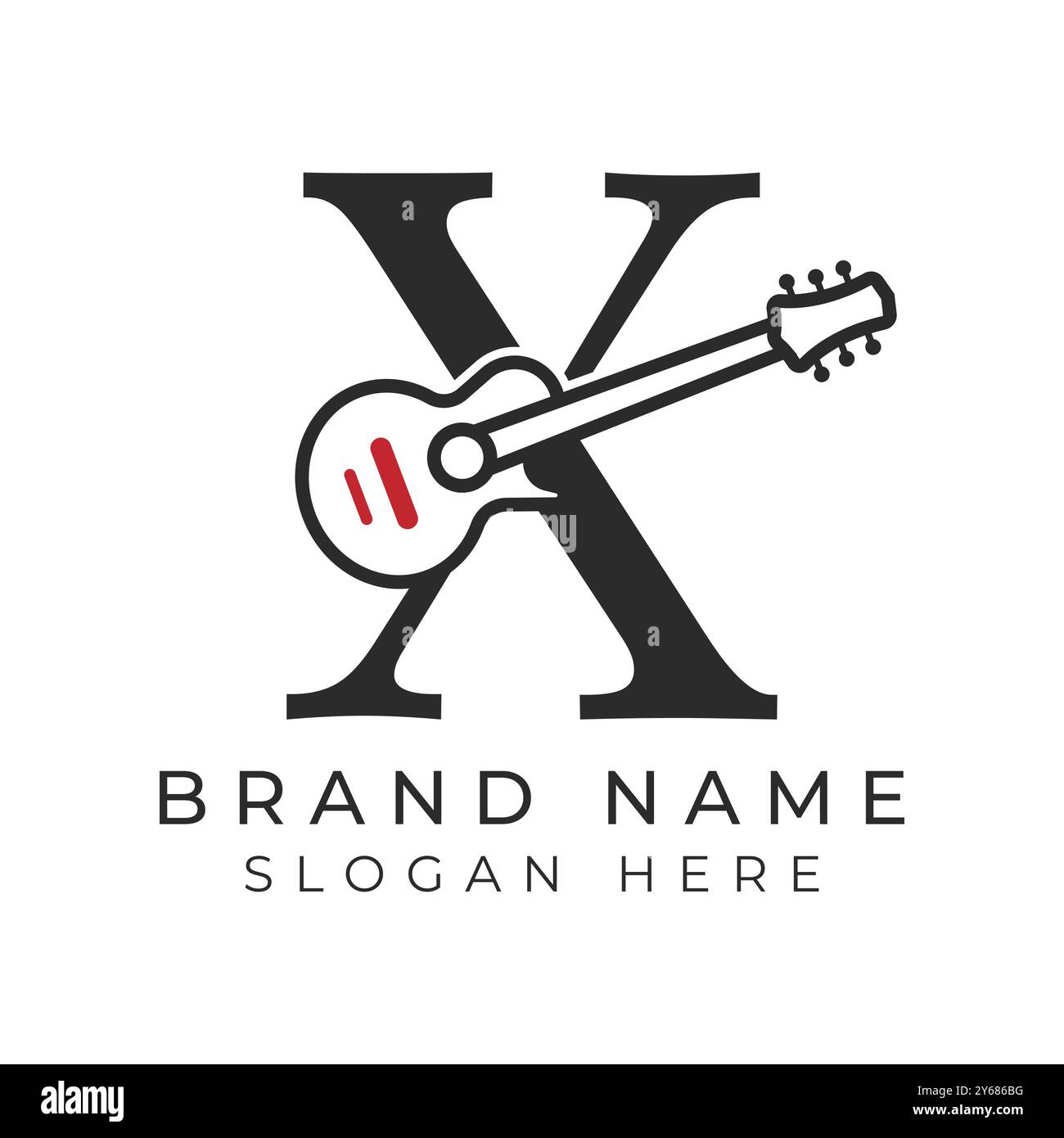 Initial Letter X Guitar icon with Line Art Style for Chord. Alphabet X ...