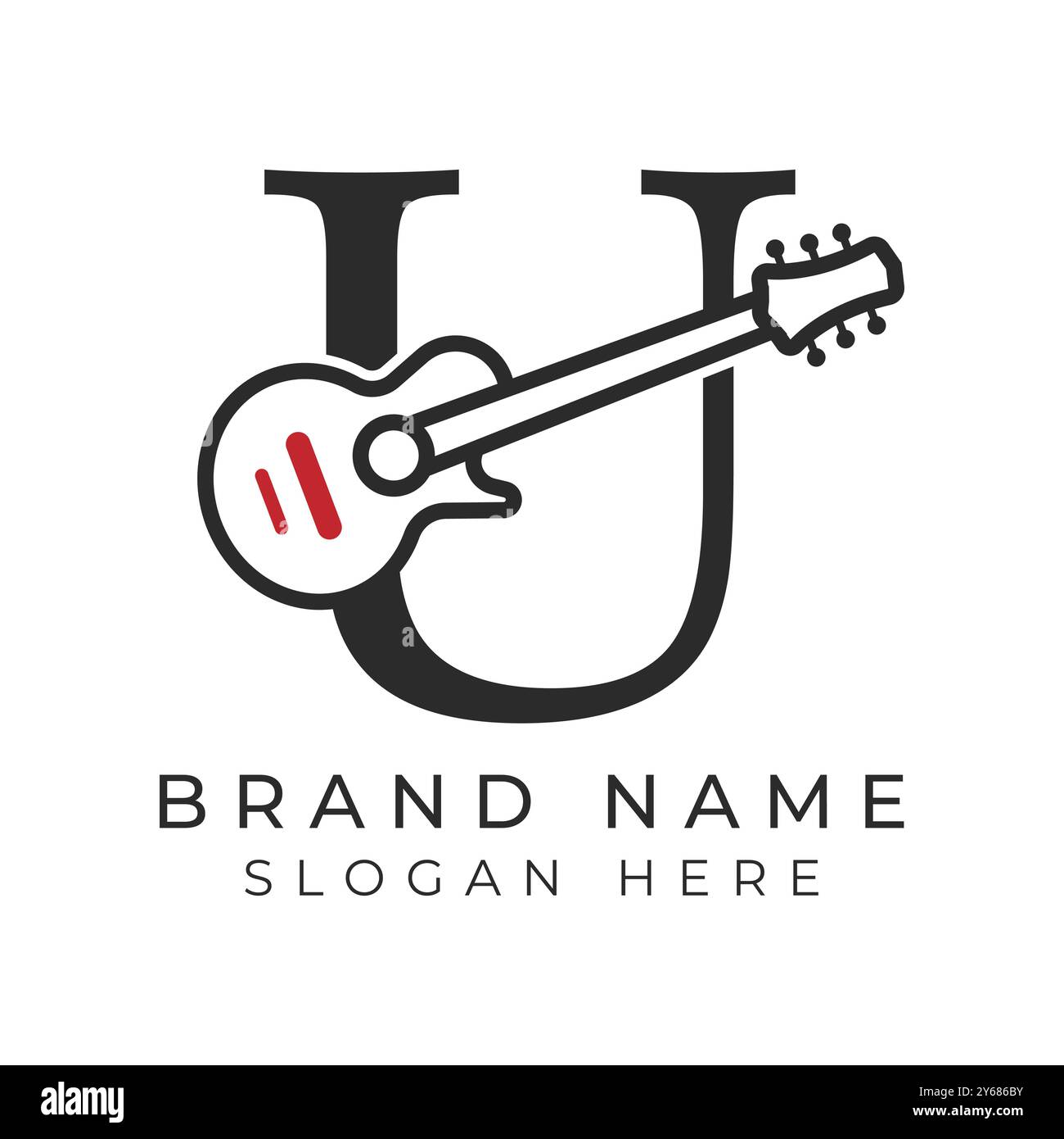 Initial Letter U Guitar icon with Line Art Style for Chord. Alphabet U ...