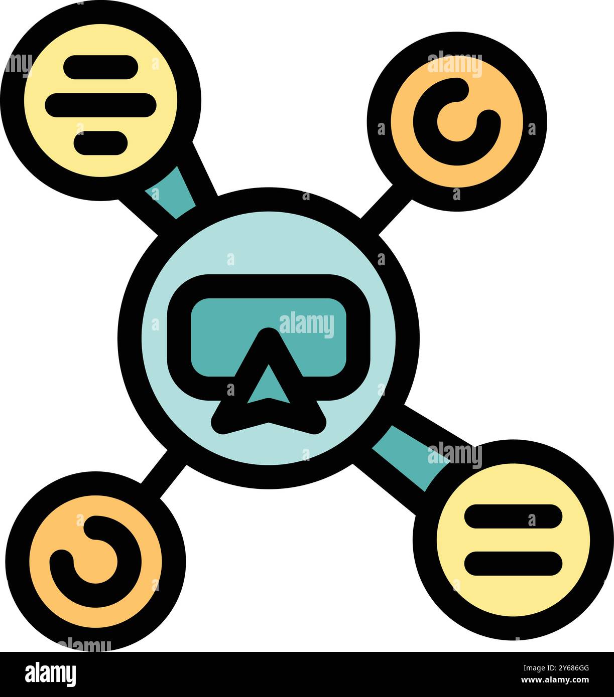 Virtual reality network connecting with vr glasses icon vector outline ...