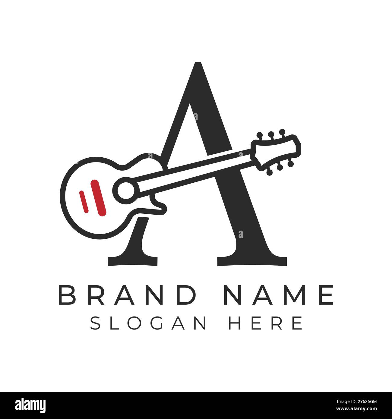 Initial Letter A Guitar icon with Line Art Style for Chord. Alphabet A ...