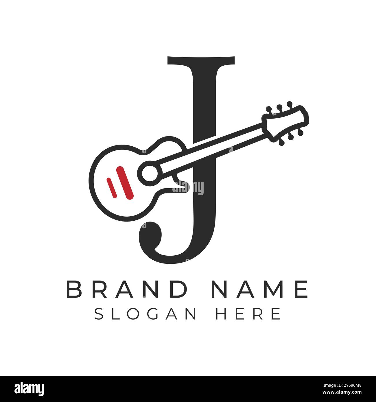 Initial Letter J Guitar icon with Line Art Style for Chord. Alphabet J ...