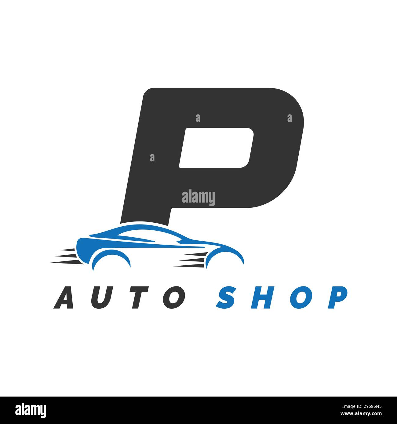letter P logo auto mechanic with car style. Alphabet P automotive car ...
