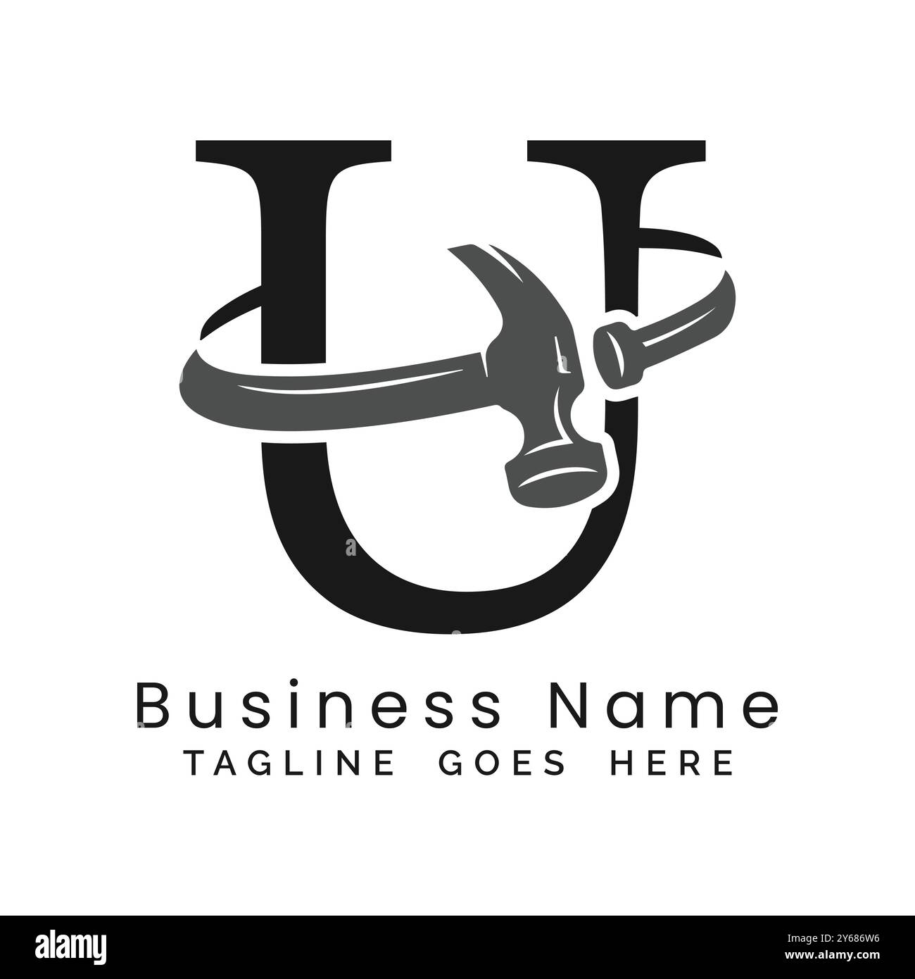 U Letter logo construction vector for woodworking company. Alphabet U ...