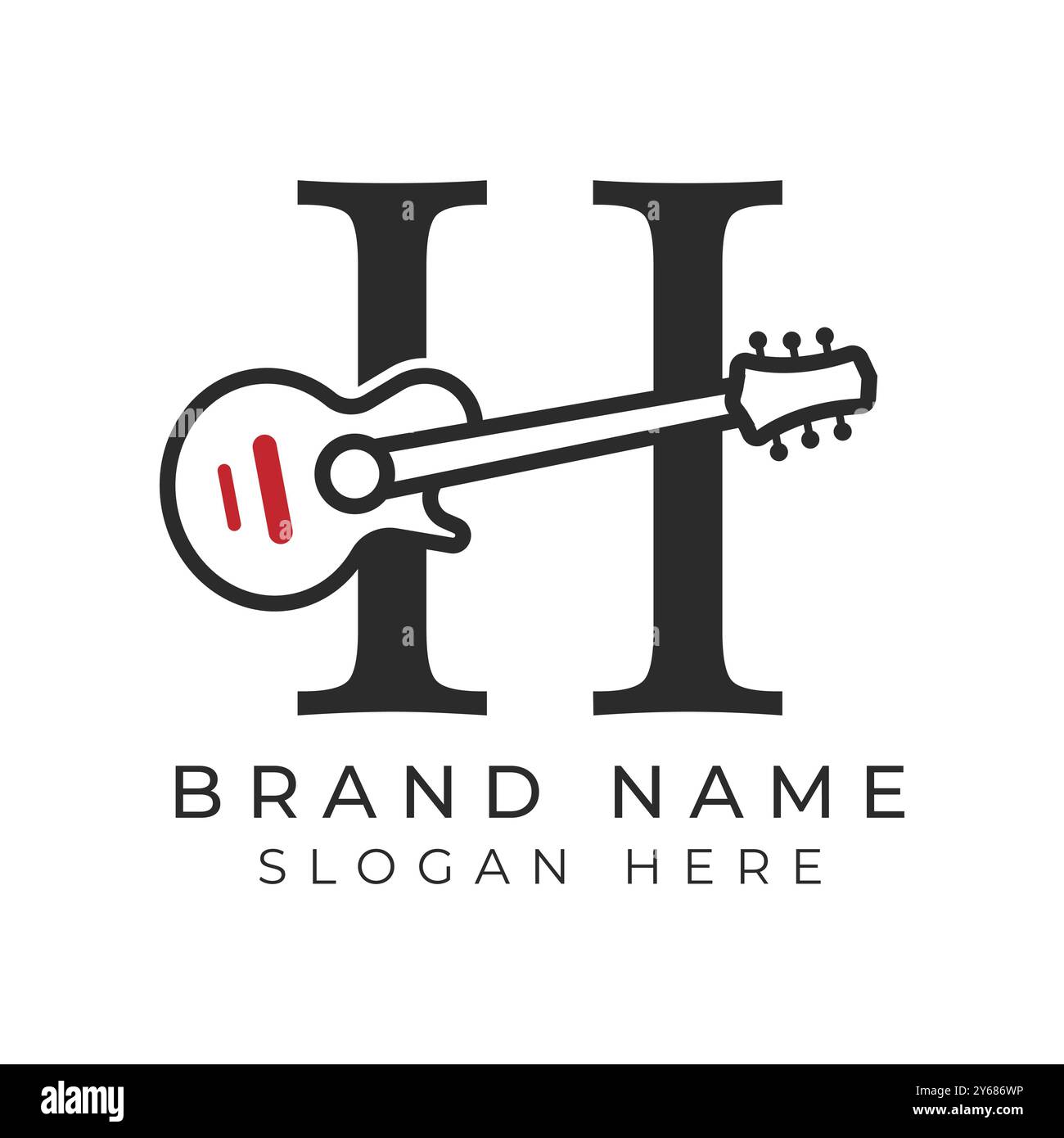 Initial Letter H Guitar icon with Line Art Style for Chord. Alphabet H ...