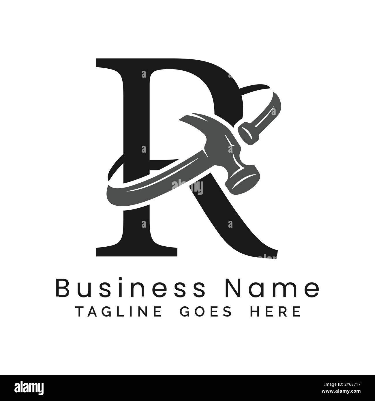 R Letter logo construction vector for woodworking company. Alphabet R ...