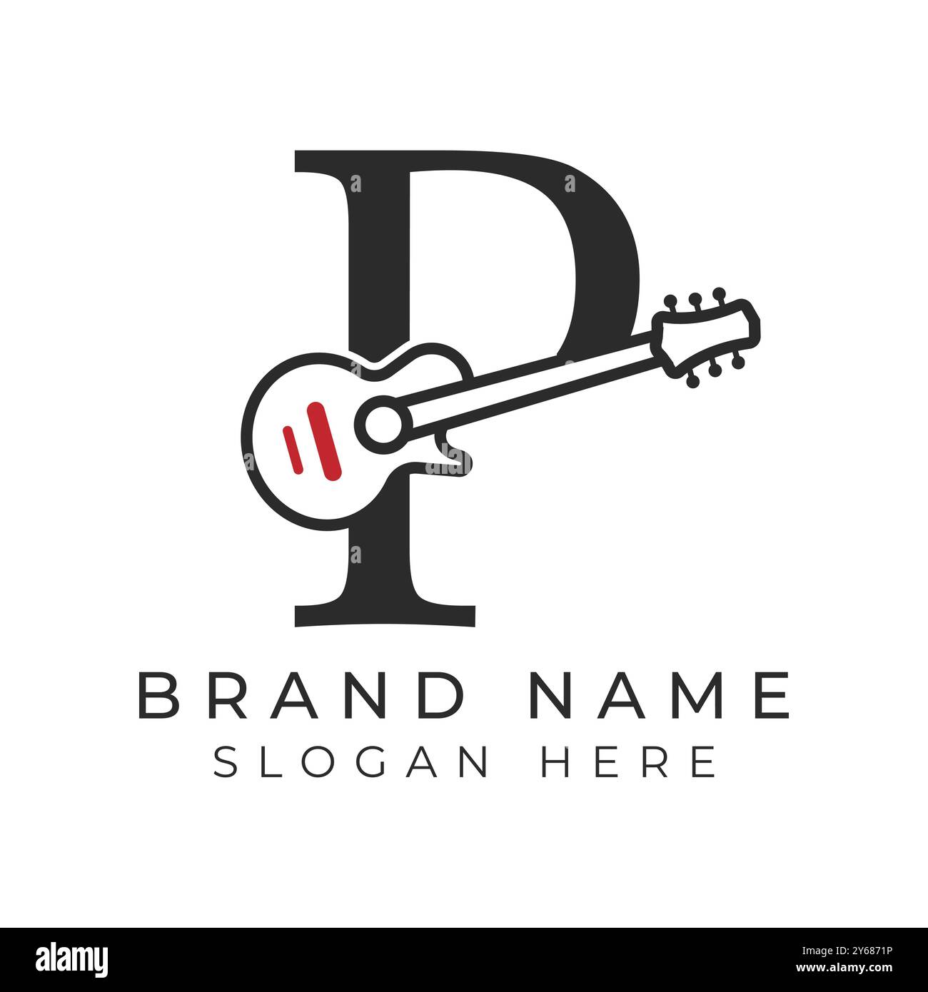 Initial Letter P Guitar icon with Line Art Style for Chord. Alphabet P ...