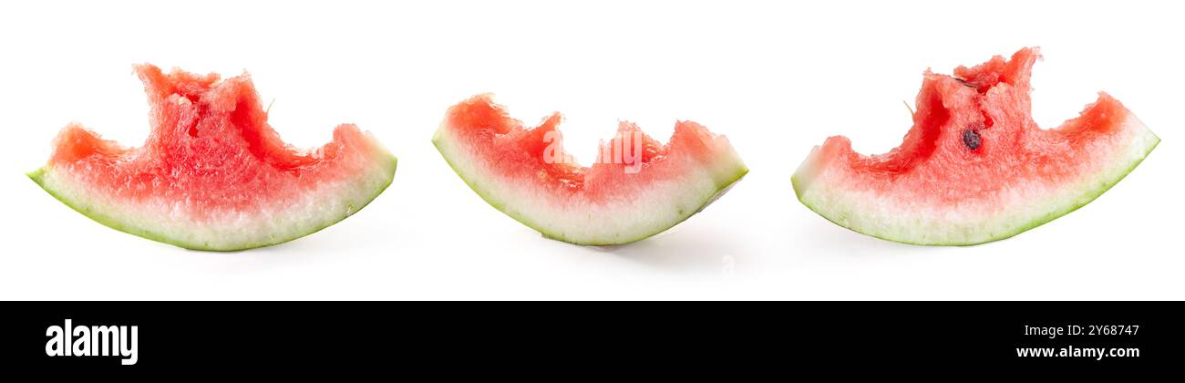 Slice watermelon with bite isolated on white background Stock Photo - Alamy