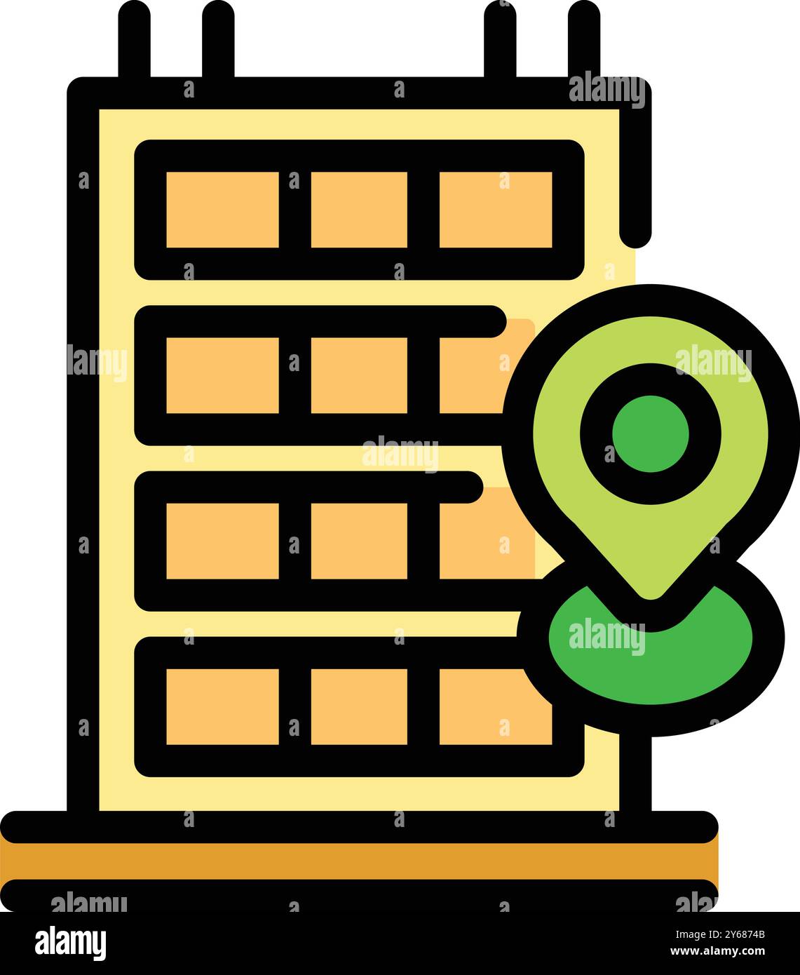 Green location pin is marking the location of an apartment building ...