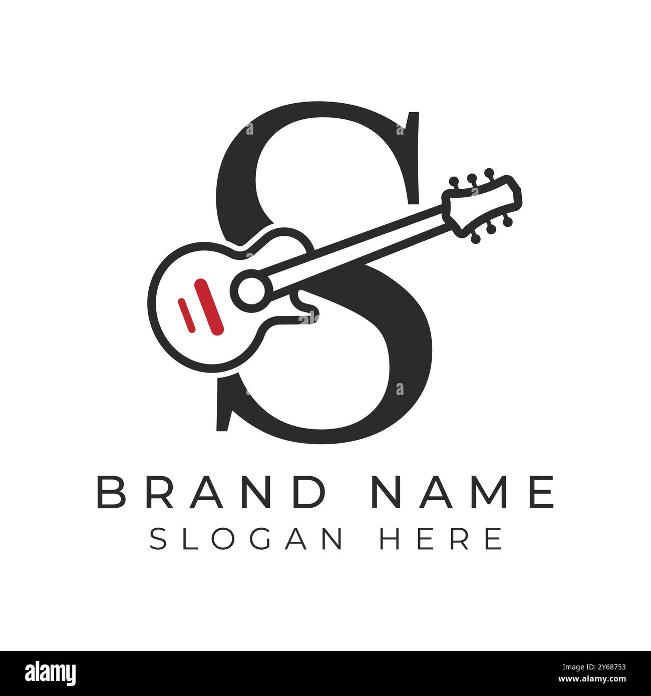 Initial Letter S Guitar icon with Line Art Style for Chord. Alphabet S ...