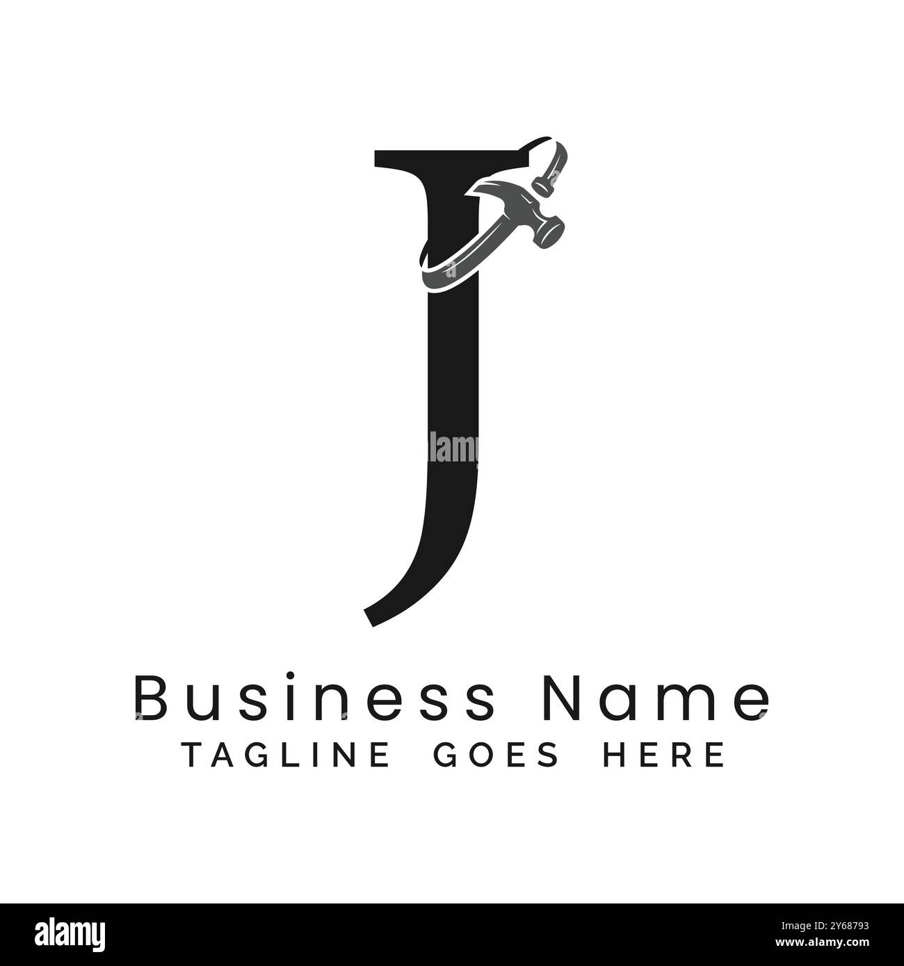 J Letter logo construction vector for woodworking company. Alphabet J ...